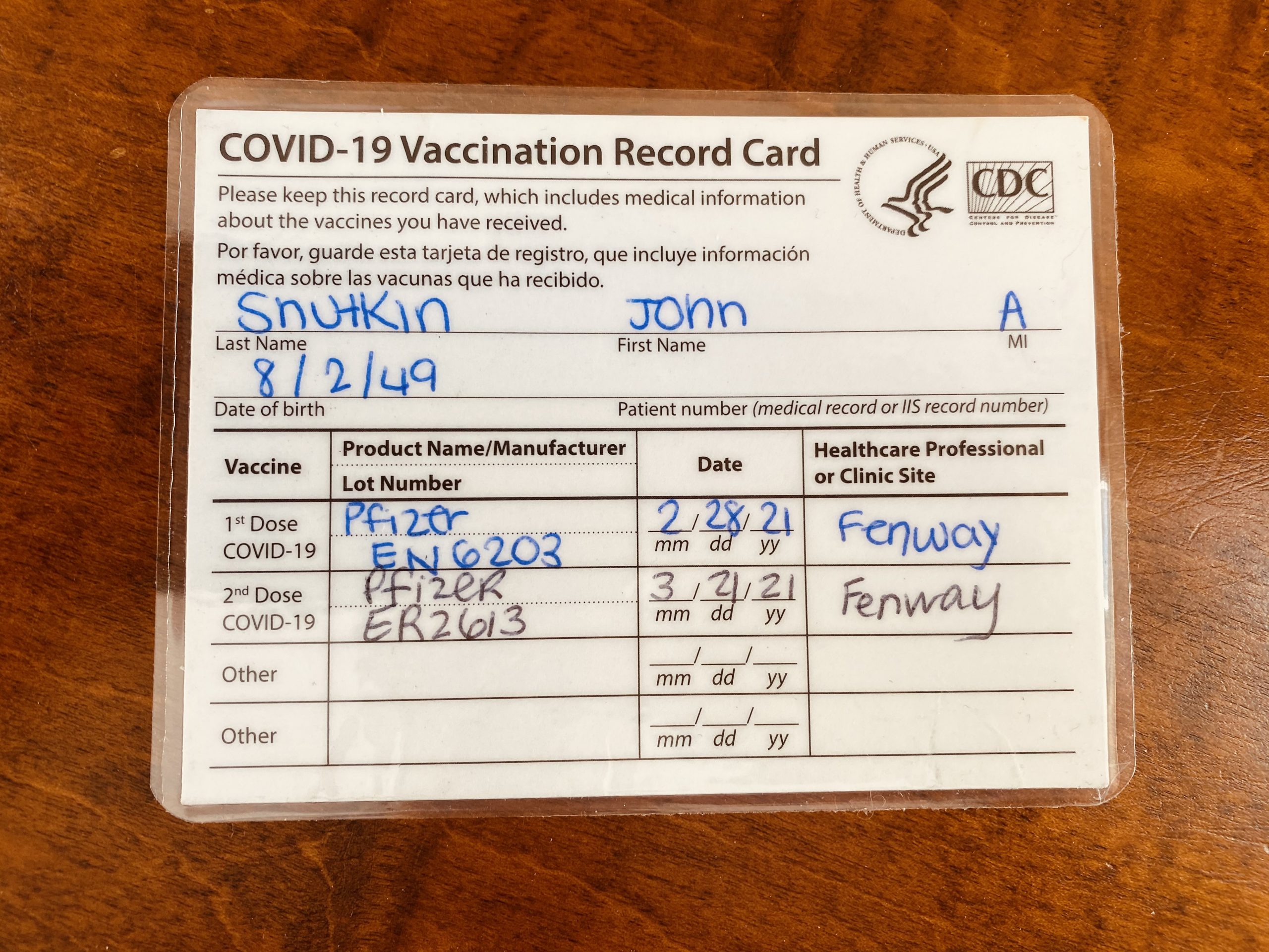 Laminated Vaccine Card - Retrospect